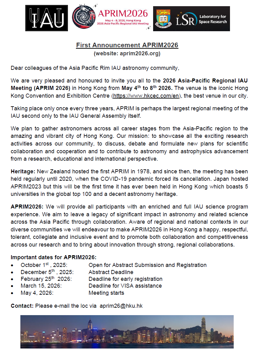 Announcement – APRIM 2026